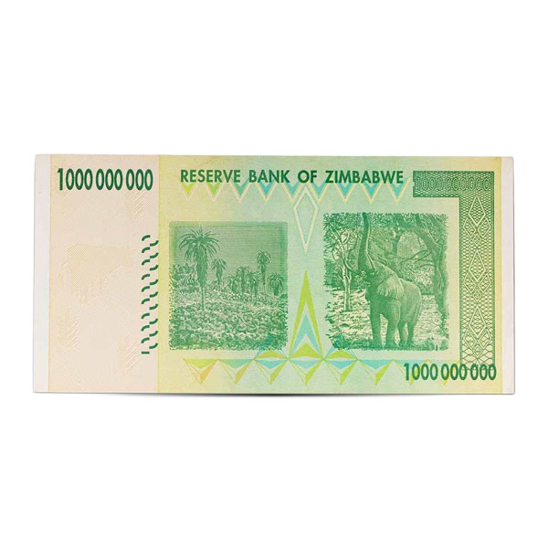 Zimbabwe 1 Billion Dollars Note (Average Circulation)