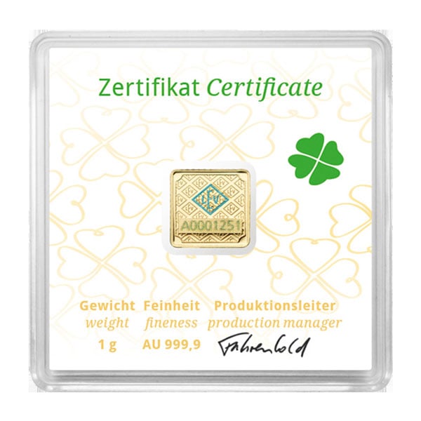 Good Luck Assay Geiger GOLD Bar - 1 Gram .9999 Pure