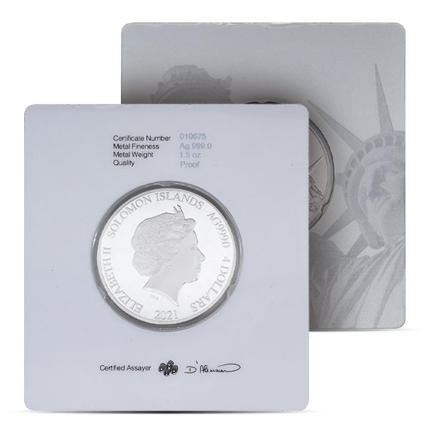 PAMP Solomon Islands Liberty - 1-1/2 Troy Oz .999 Pure Silver Coin