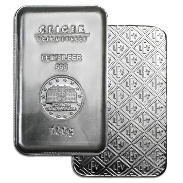 100 Gram Geiger Silver Bars for Sale - Money Metals