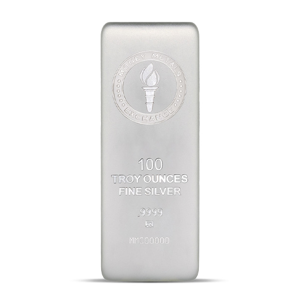 Money Metals 100 Ounce Cast Silver Bar (Sandblasted Finish) - .9999 Pure