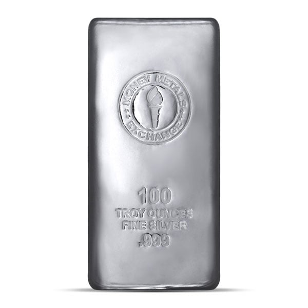 100 oz Exclusive Money Metals Silver bar Cast, Stamped
