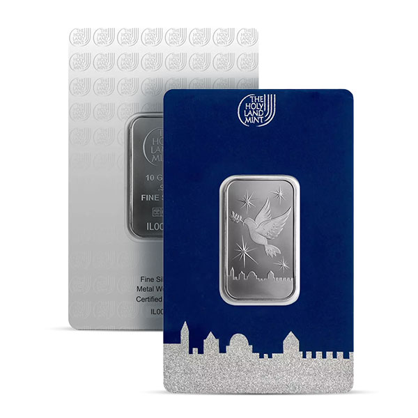 Holy Land Mint Dove of Peace 10 Gram SILVER Bar in Assay, .999 Pure