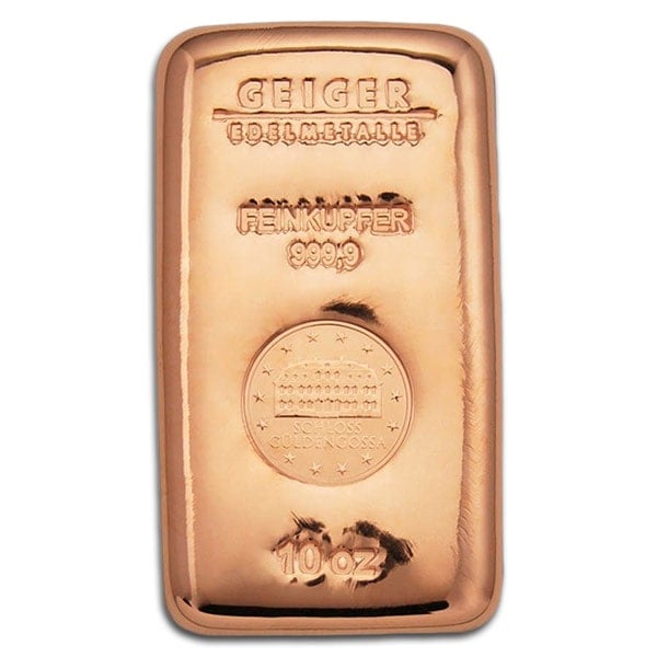 10 Oz Geiger Copper Bars for Sale - Money Metals