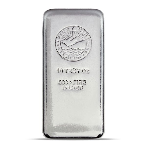 First Mint 10 Ounce Cast Bar, .999 Pure Silver