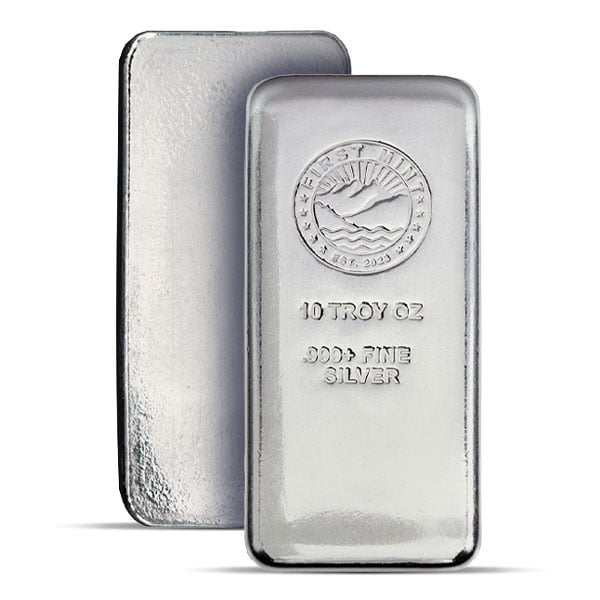 First Mint 10 Ounce Cast Bar, .999 Pure Silver