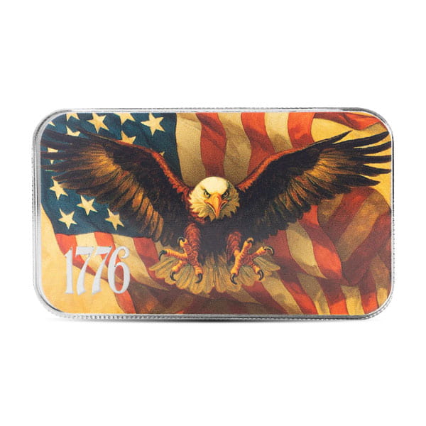 1776 Bald Eagle Silver Bar (Colorized) - 1 Troy Ounce, .999 Pure