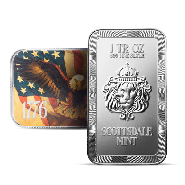 1776 Bald Eagle Silver Bar (Colorized) - 1 Troy Ounce, .999 Pure