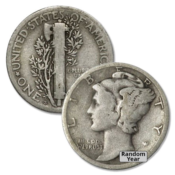 Barber/Mercury/Roosevelt Silver Dime 3-Coin Set, Good to Very Good ...