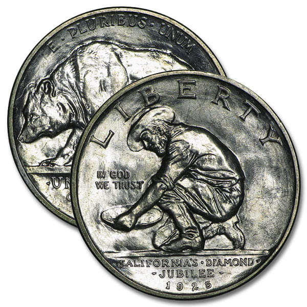 1925-S California Diamond Jubilee Silver Half Dollar - Almost Uncirculated