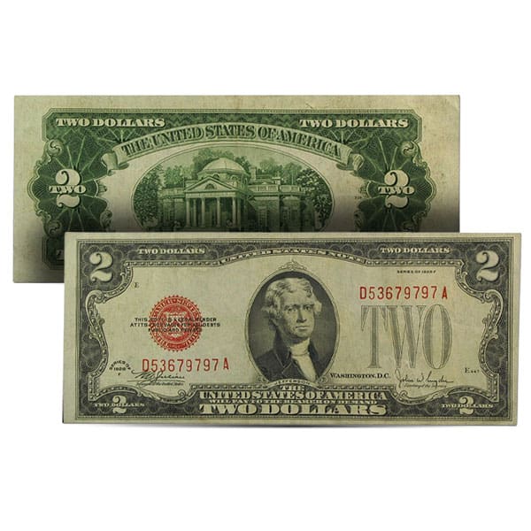 1928 $2 U.S. Red Seal Note (First Year of Issue) - Fine to Very Fine