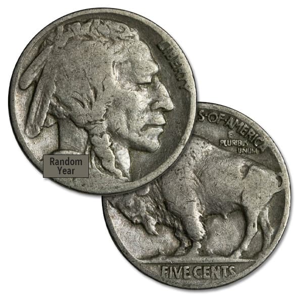 $1 Face Buffalo Nickels (Circulated, Full Dates) - Money Metals