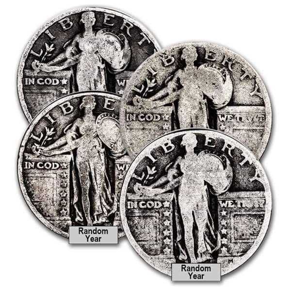 $1 Face Value - Standing Liberty Quarters (Avg Circ, Full Dates)