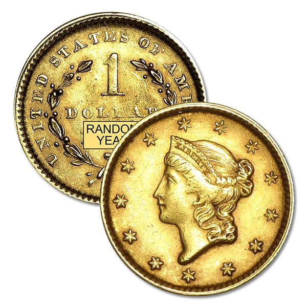 $1 U.S. Gold Coin, Minted Between 1849 - 1889