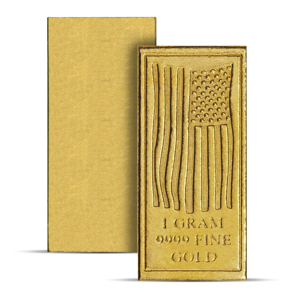 American Flag Gold Bar, 1 Gram .9999 Pure