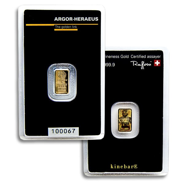 Gold Bar - Argor-Heraeus KineBar 1 Gram, .9999 Pure