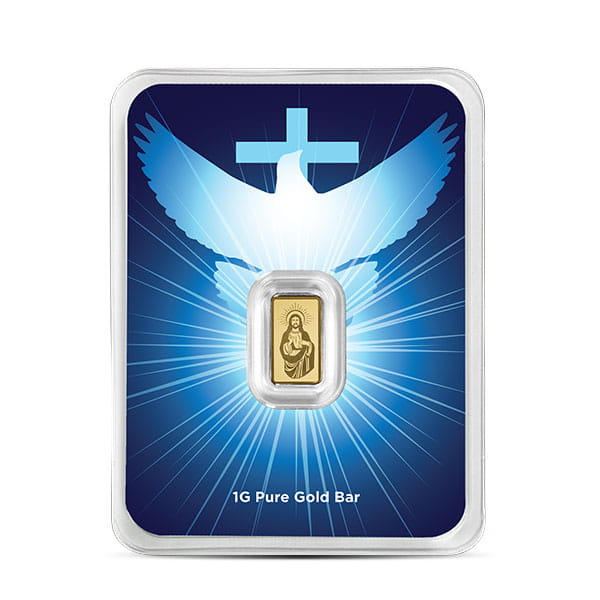 Blessings of Jesus Christ Gold Bar, 1 Gram .9999 Pure in Assay Package