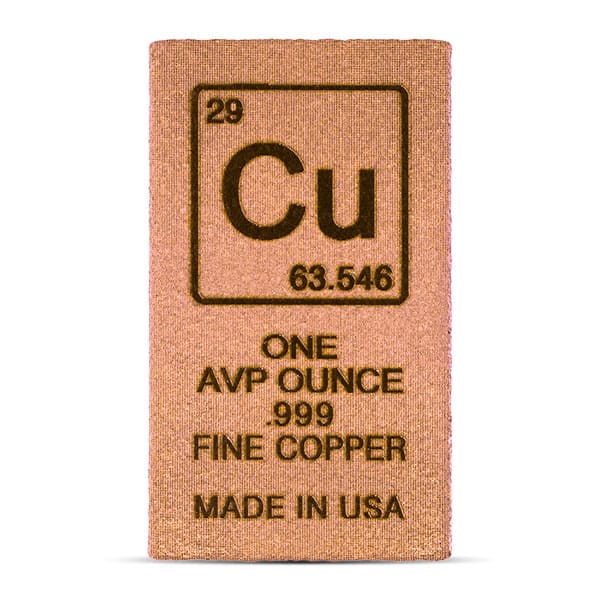 Copper BAR - Element Design, 1 Ounce, .999 Pure Copper