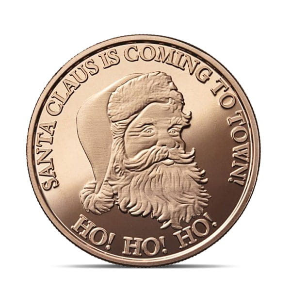 Copper Christmas Santa Round - 1 AVDP Oz, .999 Pure