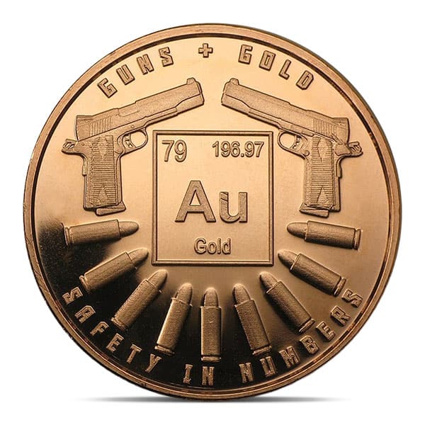 Copper Guns and Gold Round - 1 AVDP Oz, .999 Pure
