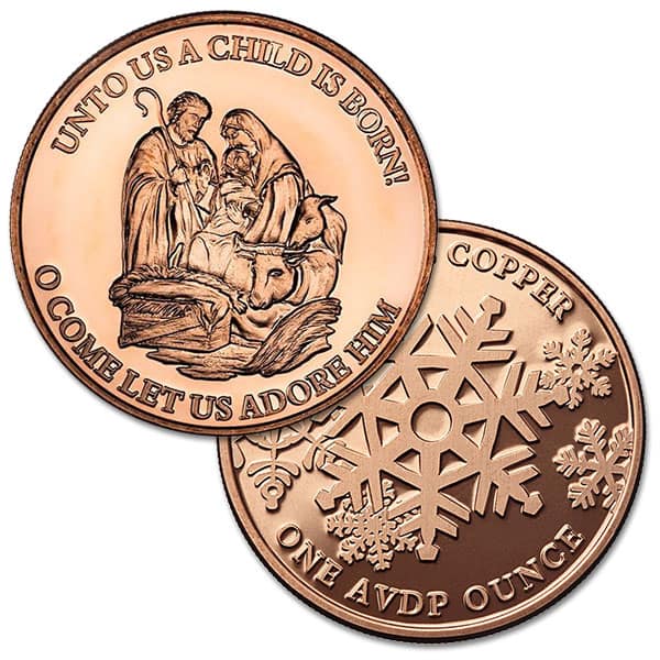 Copper Nativity Round - 1 AVDP Oz, .999 Pure