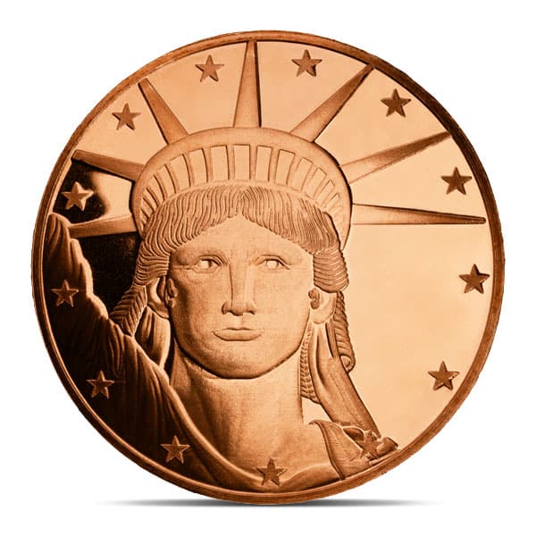 Copper Statue Of Liberty Round - 1 AVDP Oz, .999 Pure