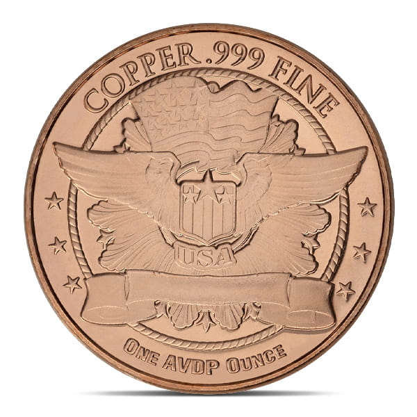 Copper Barber Half Dollar Round - 1 AVDP Oz, .999 Pure Copper