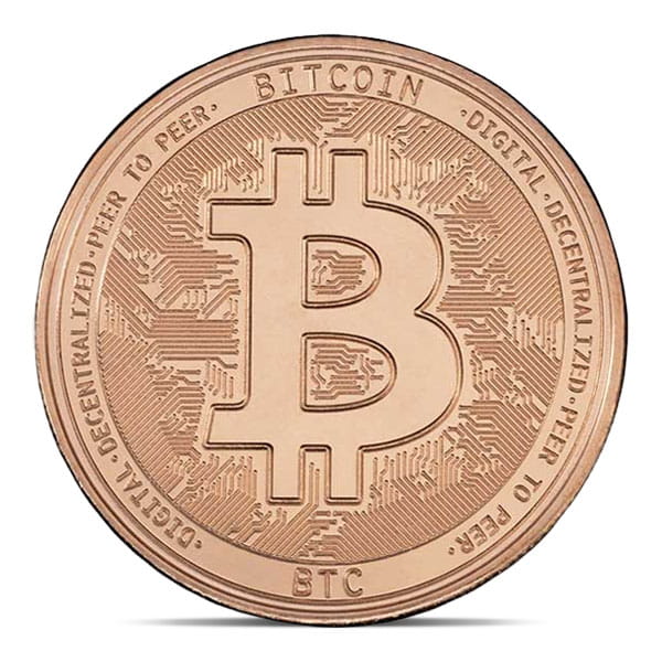 Copper Bitcoin Round - 1 AVDP Oz, .999 Pure Copper