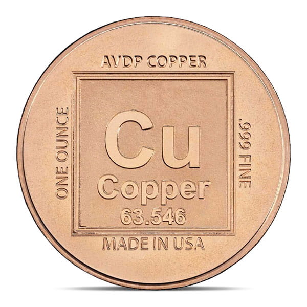 Copper Bitcoin Round - 1 AVDP Oz, .999 Pure Copper