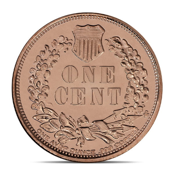Copper Indian Head Cent Round - 1 AVDP Oz, .999 Pure Copper