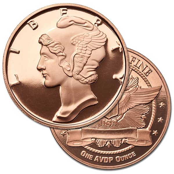 1 AVDP Oz Copper Mercury Rounds for Sale - Money Metals