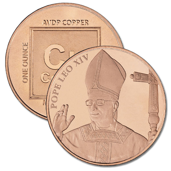 Copper Pope Leo XIV Round - 1 AVDP Oz, .999 Pure Copper