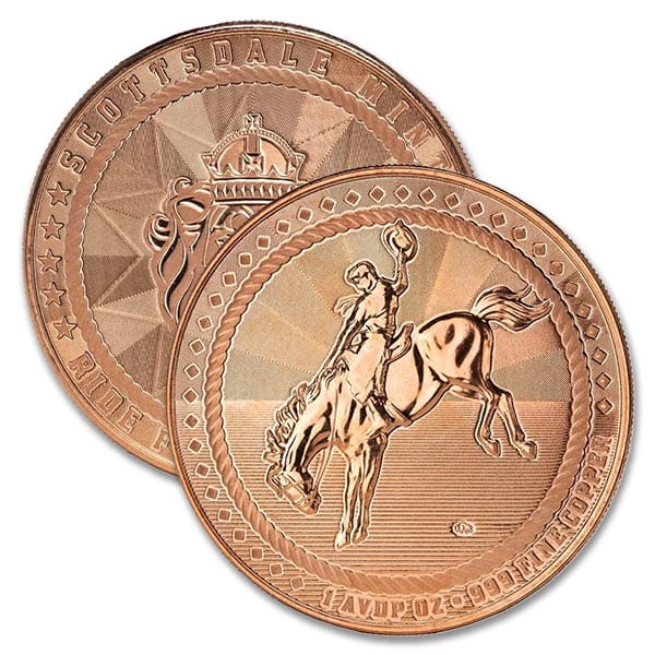 Copper Scottsdale Cowboy (Buffalo Privy) Round - 1 AVDP Oz, .999 Pure ...