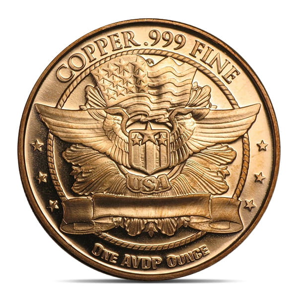 Copper Seated Liberty Round - 1 AVDP Oz, .999 Pure Copper