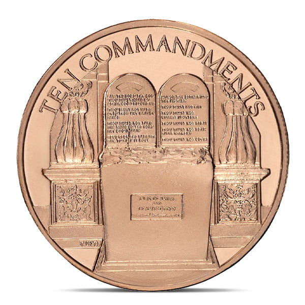 Copper Ten Commandments Round - 1 AVDP Oz, .999 Pure Copper