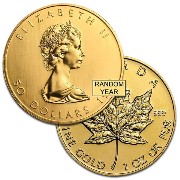 .999 Canadian Maple Leaf - 1 Troy Ounce Gold, Uncirculated Condition