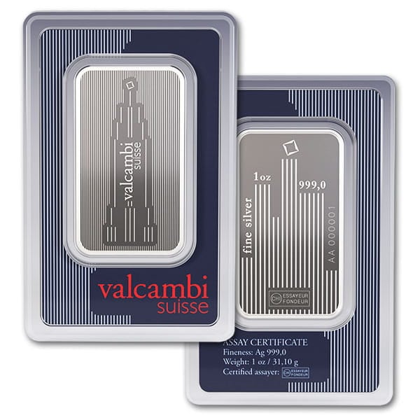 Money Metals Exchange - Valcambi 1 Ounce Skyline Bar, .999 Pure Silver