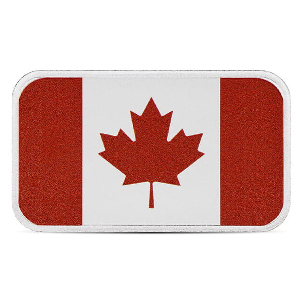Canada National Flag Silver Bar (Colorized) - 1 Troy Ounce, .999 Pure