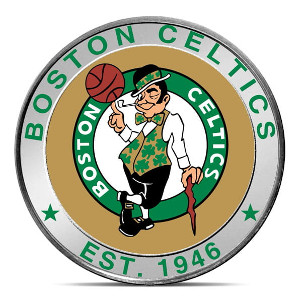 Colorized NBA Celtics 1 Troy Oz Silver Round - .999 Pure