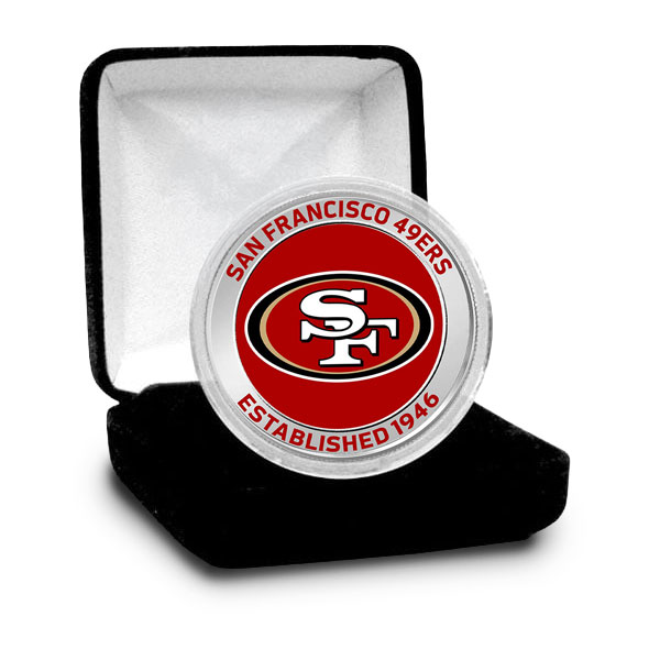 49ers 1 Oz Colorized NFL Silver Round in Capsule w/ Box - .999 Pure