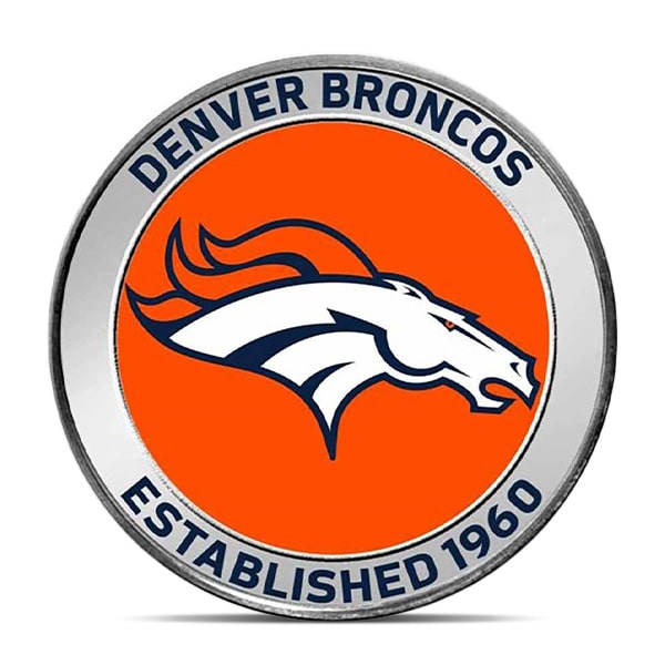 Broncos 1 Oz Colorized NFL Silver Round in Capsule w/ Box - .999 Pure