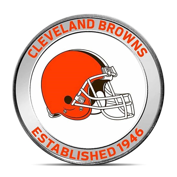 Browns 1 Oz Colorized NFL Silver Round in Capsule w/ Box - .999 Pure
