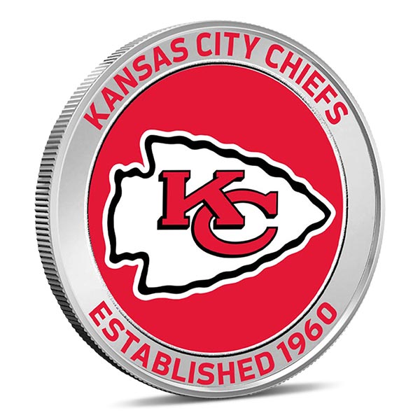 Chiefs 1 Oz Colorized NFL Silver Round in Capsule w/ Box - .999 Pure