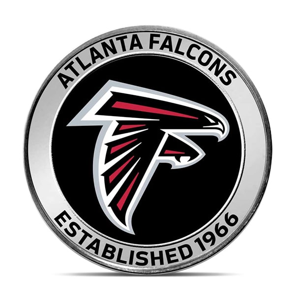 Falcons 1 Oz Colorized NFL Silver Round in Capsule w/ Box - .999 Pure