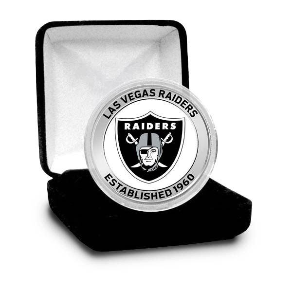 Raiders 1 Oz Colorized NFL Silver Round in Capsule w/ Box - .999 Pure