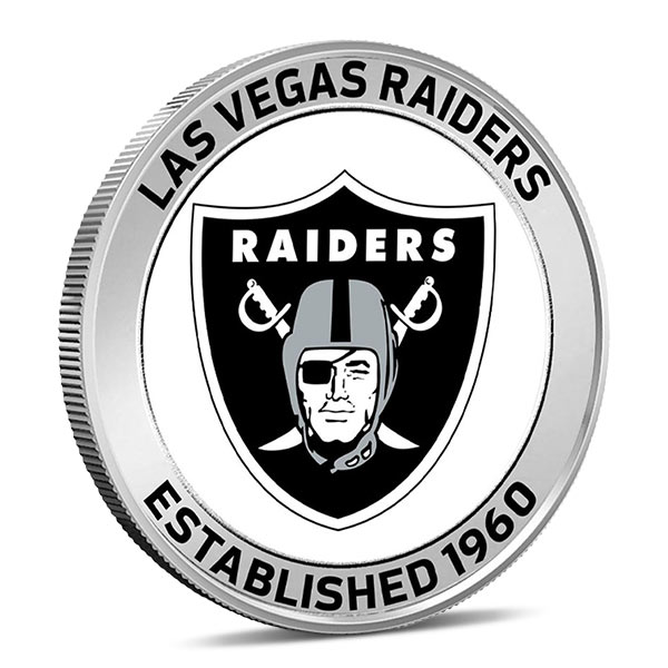 Raiders 1 Oz Colorized NFL Silver Round in Capsule w/ Box - .999 Pure