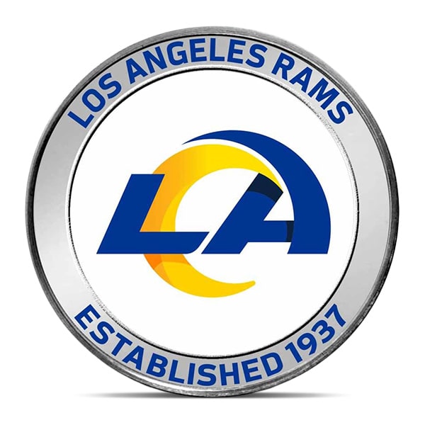 Rams 1 Oz Colorized NFL Silver Round in Capsule w/ Box - .999 Pure