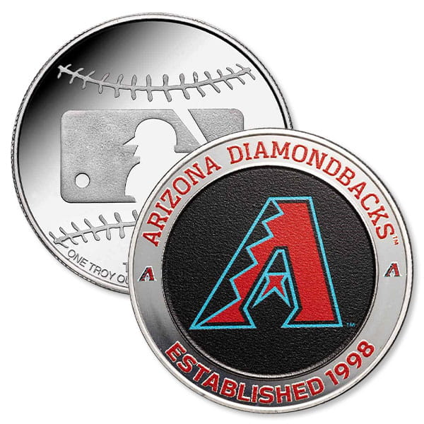 Diamondbacks 1 Oz Colorized MLB Silver Round in Capsule w/ Box - .999 Pure