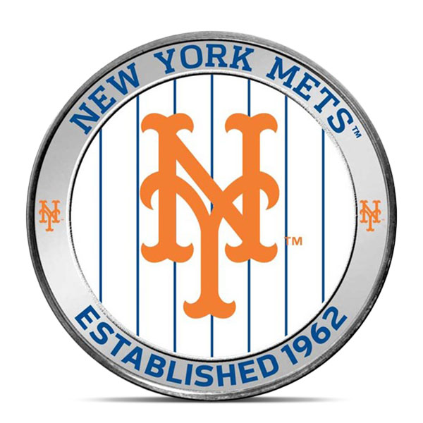 Mets 1 Oz Colorized MLB Silver Round in Capsule w/ Box - .999 Pure