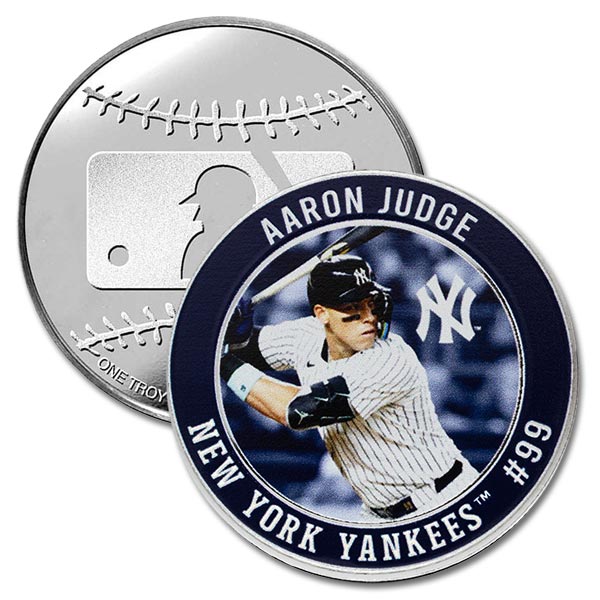 Aaron Judge 1 Oz Colorized MLB Silver Round in Capsule w/ Box - .999 Pure